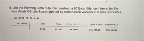 Solved 8 Use The Following Stata Output To Construct A