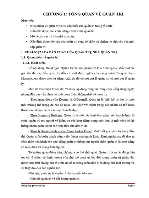 Bai Giang Quan Tri Hoc | PDF