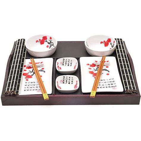 Набір для суші Iwaki Sushi Set 13 предметів на деревяній таці Sushi Bona
