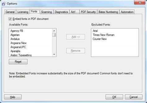 How Do I Changing Zetadocs Options Change The Embedded Font Settings