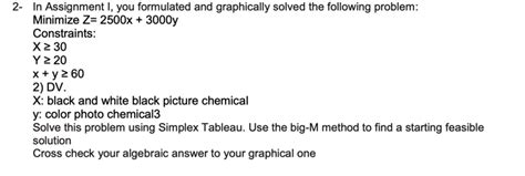 solved 2 in assignment i you formulated and graphically