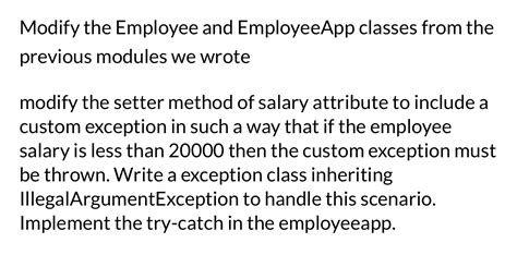 Solved Modify The Employee And Employeeapp Classes From The