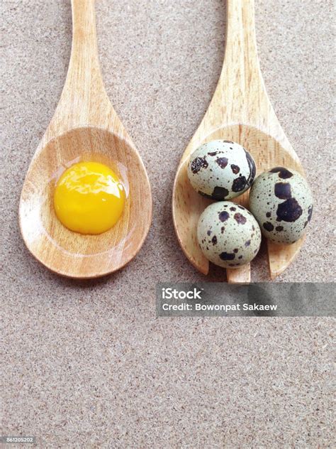 나무 포크와 계란 노 른 자 합판 배경에 나무 숟가락에에 메 추 라 기 달걀 농장에 대한 스톡 사진 및 기타 이미지 농장 단백질 디자인 Istock
