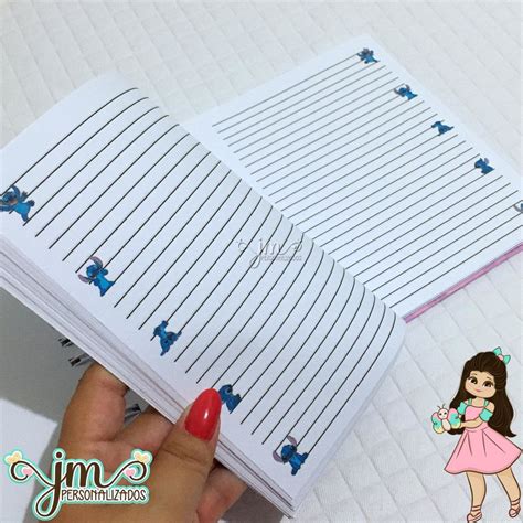 Caderno Meia Pauta Personalizado 96f Tema Stitch Elo7
