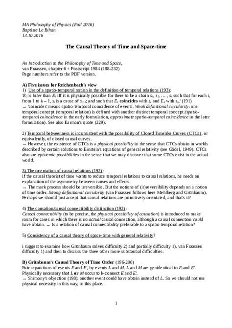 Pdf The Causal Theory Of Time And Space Time Seminar Handout