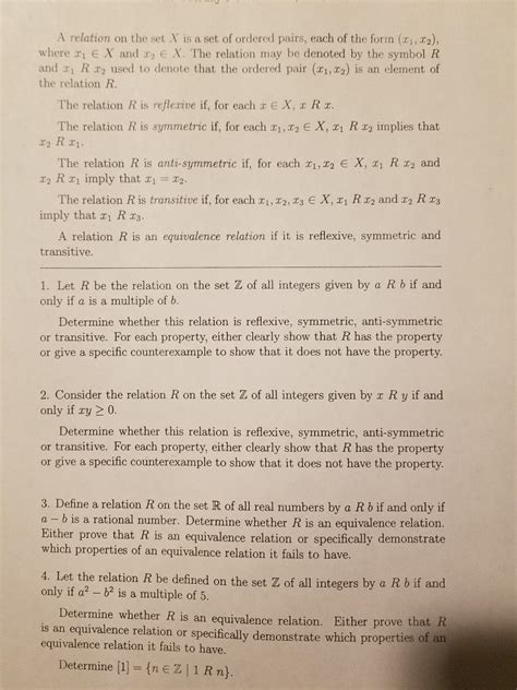 solved relation on the set x is a set of ordered pairs each