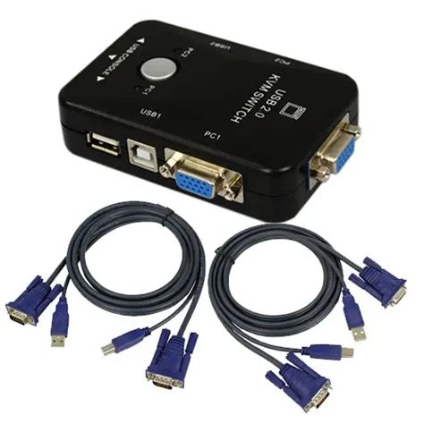 Port USB KVM Switch W KVM Cables Mouse Keyboard Video KVM Switch Kit In KVM Switches