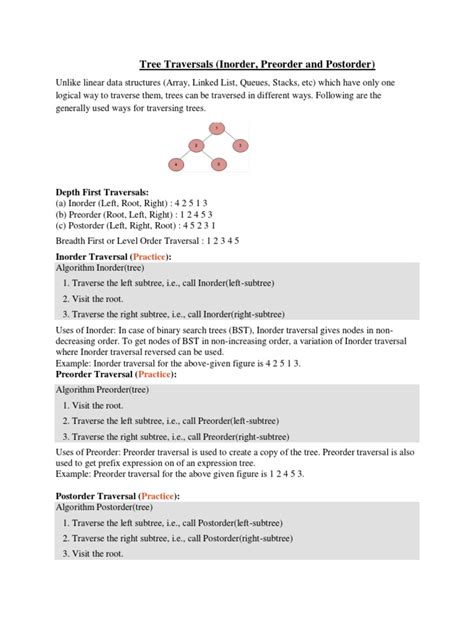 Tree Traversals Pdf Applied Mathematics Algorithms And Data