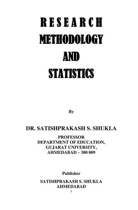 Pdf Research Methodology And Statistics