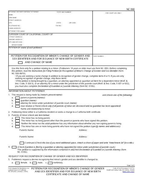 2019 — 2024 Form Nc 500 Download Fillable Pdf Or Fill Online Petition For Recognition Of Minors