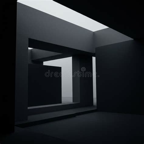 Geometric Architectural Scene With Intersecting Rectangular Forms Creating A Stock Illustration