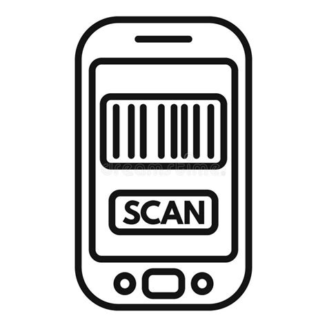 Scan Bar Code Icon Outline Vector Ticket Pay Label Stock Illustration