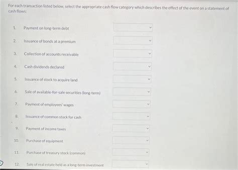 Solved For Each Transaction Listed Below Select The