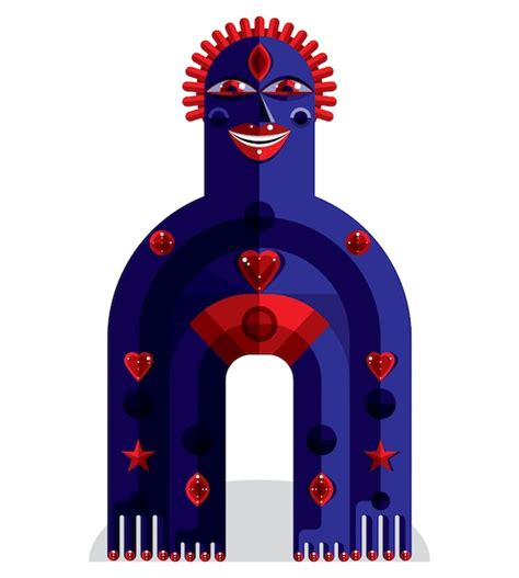 모더니즘 벡터 일러스트 레이 션 기하학적 입체파 스타일 아바타 흰색 배경에 고립 평면 디자인으로 만든 이상한 캐릭터 이미지