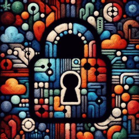 Felt Art Patchwork Secure Data Lock Symbol Representing The Ongoing Battle For Cybersecurity