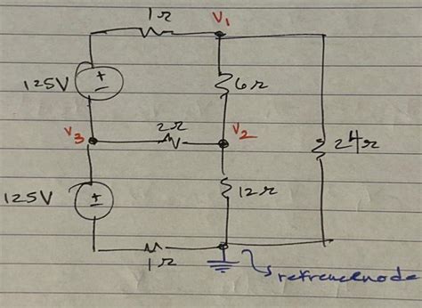 Solved Write The Node Voltage Equations For V V And V Chegg