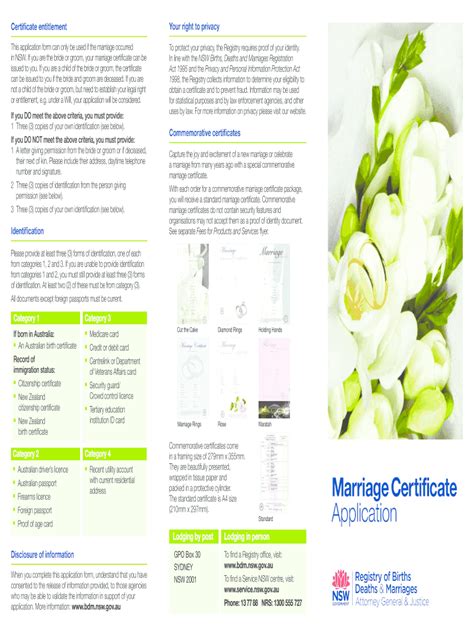 Fillable Online Bdm Nsw Gov Marriage Certificate Application PDF Kb New South Wales Fax