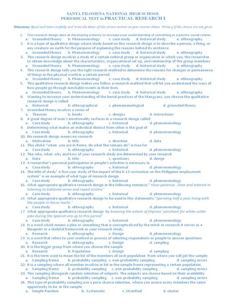 Practical Research Midterm 2017 Download Free Pdf Sampling Statistics Ethnography