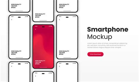 3d Реалистичный Высококачественный Макет Смартфона Изолирован Белым Пустым Экраном Коллекция