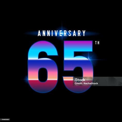 65 년 기념일 축 하 로고 회사 프로필 소책자 전단지 잡지 브로셔 웹 초대장 또는 인사말 카드에 대 한 다채로운 빈티지 기념일 축 하 엠 블 럼 디자인 65에 대한 스톡