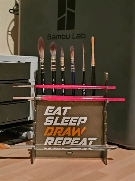 Paint Brush Holder Eat Sleep Draw Repeat 3 Versions By Conny