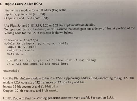 Solved 1 Ripple Carry Adder Rca First Write A Module For A