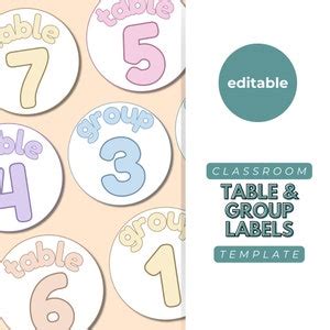 Pastel Classroom Table Labels Group Signs Table Numbers Pack Group Number Signs Labels