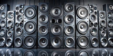 A Powerful Audio System Array Of Speakers Generative Ai Stock