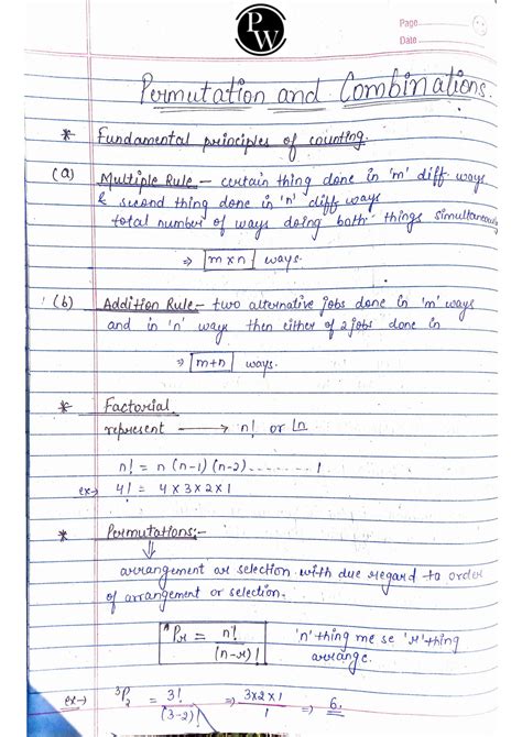 Solution Basic Concepts Of Permutation And Combination Handwritten