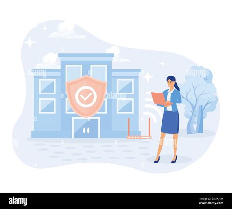 Characters Using Cyber Security Services To Protect Personal Data Online Payment Security