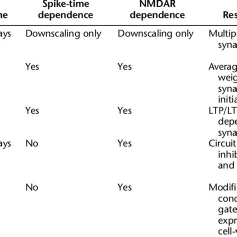 Homeostatic Plasticity Types And Their Features Download Scientific