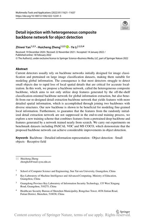 Detail Injection With Heterogeneous Composite Backbone Network For Object Detection Request Pdf