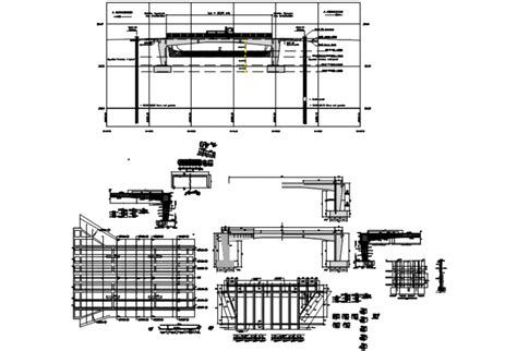 Long Concrete Bridge Section And Constructive Structure Drawing Details Dwg File