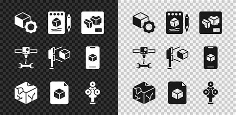 등각 투영 큐브 종이에 스케치 3d 프린터 파일 스캐너 렌치 스패너 및 아이콘으로 설정합니다 벡터 0명에 대한 스톡 벡터 아트