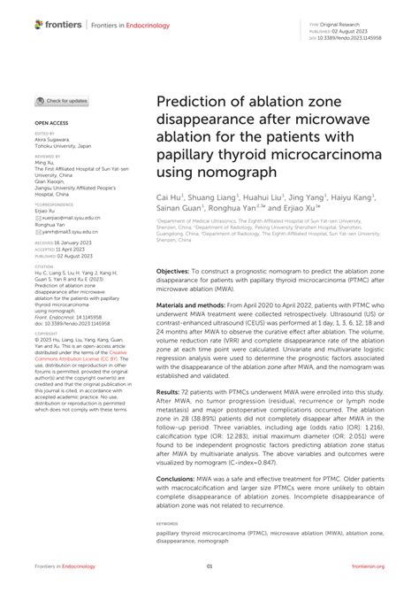 Pdf Prediction Of Ablation Zone Disappearance After Microwave Ablation For The Patients With
