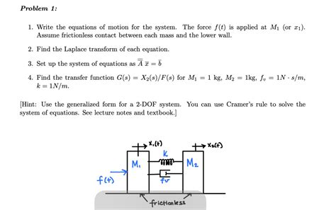 Solved Problem 1write The Equations Of Motion For The