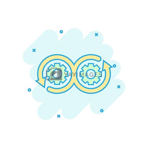 Development Icon In Comic Style Devops Vector Cartoon Illustration On White Isolated Background