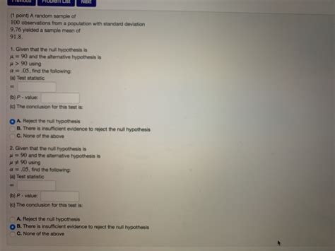 solved pievious problem us next 1 point a random sample of