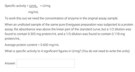 Solved Step Units Enzyme Activity Is U ML Or Umol Min ML From Our Answer Transtutors