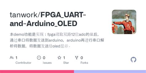 GitHub tanwork FPGA UART and Arduino OLED 本demo功能是实现fpga读取双路 位adc的值后通过串口将数据发送到arduino