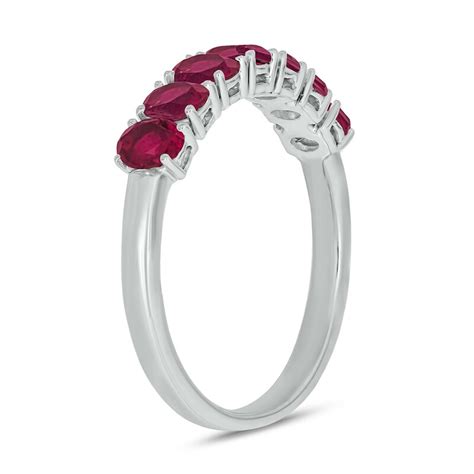 Oval Lab Created Ruby Seven Stone Band In Sterling Silver Zales Outlet