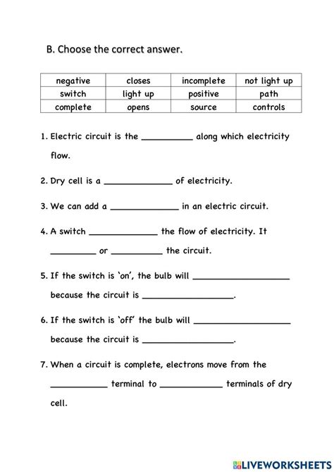 Electric Circuit Exercise For Grade 6 Electric Circuit Circuits