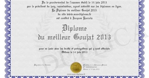 Diplome Du Meilleur Goujat 2013