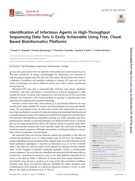 Pdf Identification Of Infectious Agents In High Throughput Sequencing Data Sets Is Easily