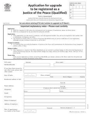 Fillable Online Justice Qld Gov Application For Upgrade To Be Registered As A Justice Of The