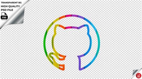 Premium PSD Social Github Outline Colorful Wood Wall PSD Transparent