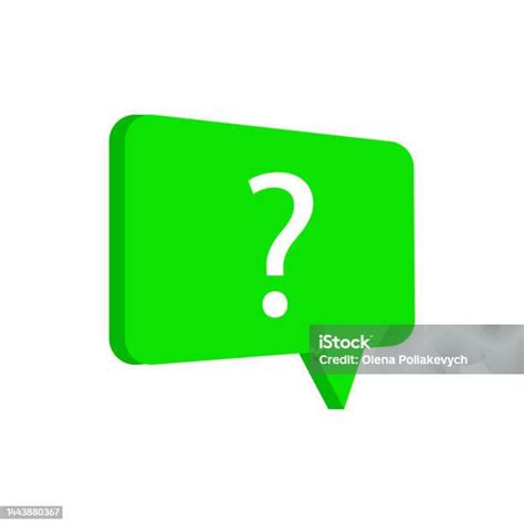 녹색 메시지 물음표 채팅 메시지 아이콘입니다 Faq 지원 도움말 개념 벡터 그림입니다 스톡 이미지 주당순절 10 3차원 형태에
