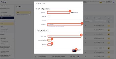 Creating A Scilife Field Scilife