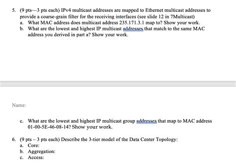 Solved 5 9 Pts −3 Pts Each Ipv4 Multicast Addresses Are