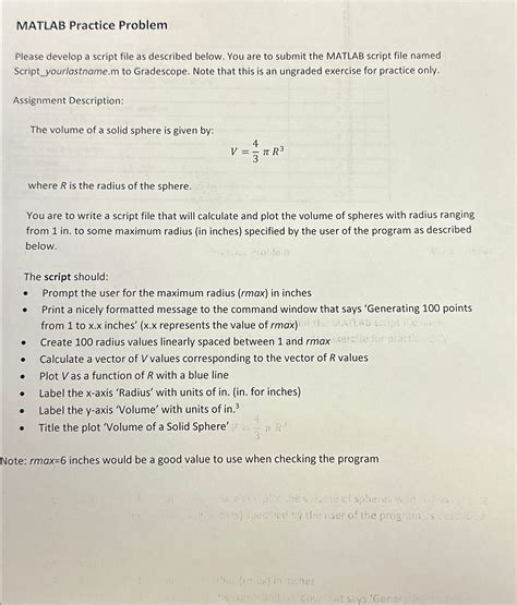 Solved Matlab Practice Problemplease Develop A Script File